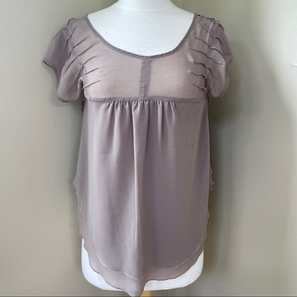 Double Zero | Tops | Double Zero Tan Ruffled Blouse | Poshmark